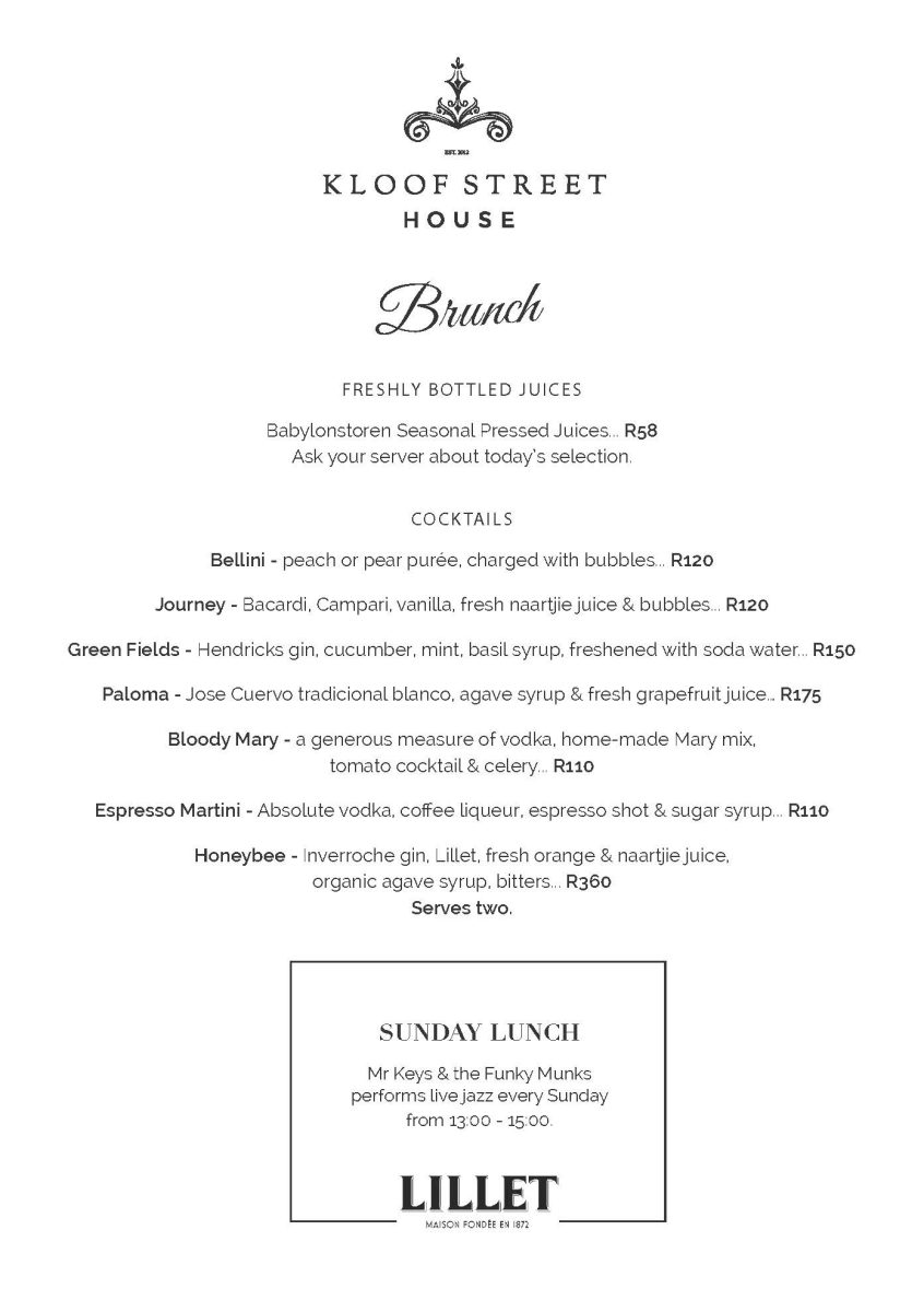 Menu – Kloof Street House