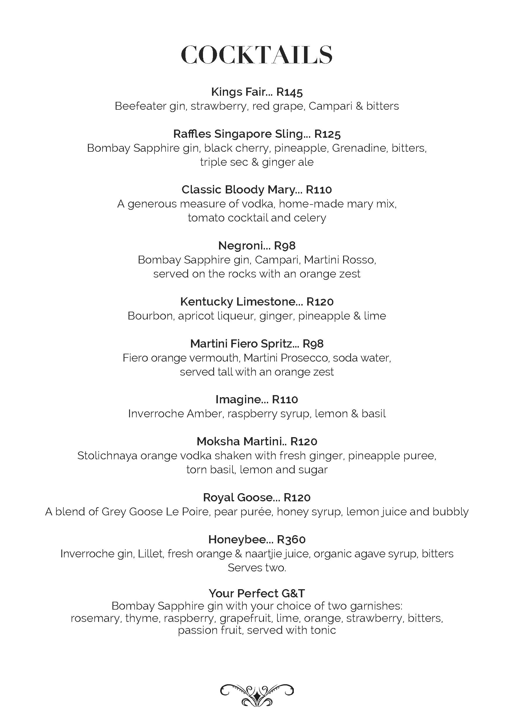 Menu – Kloof Street House