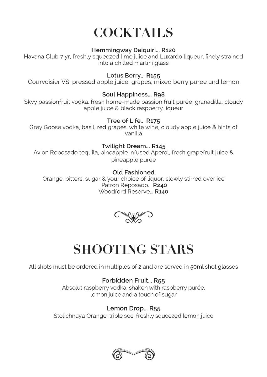 Menu – Kloof Street House