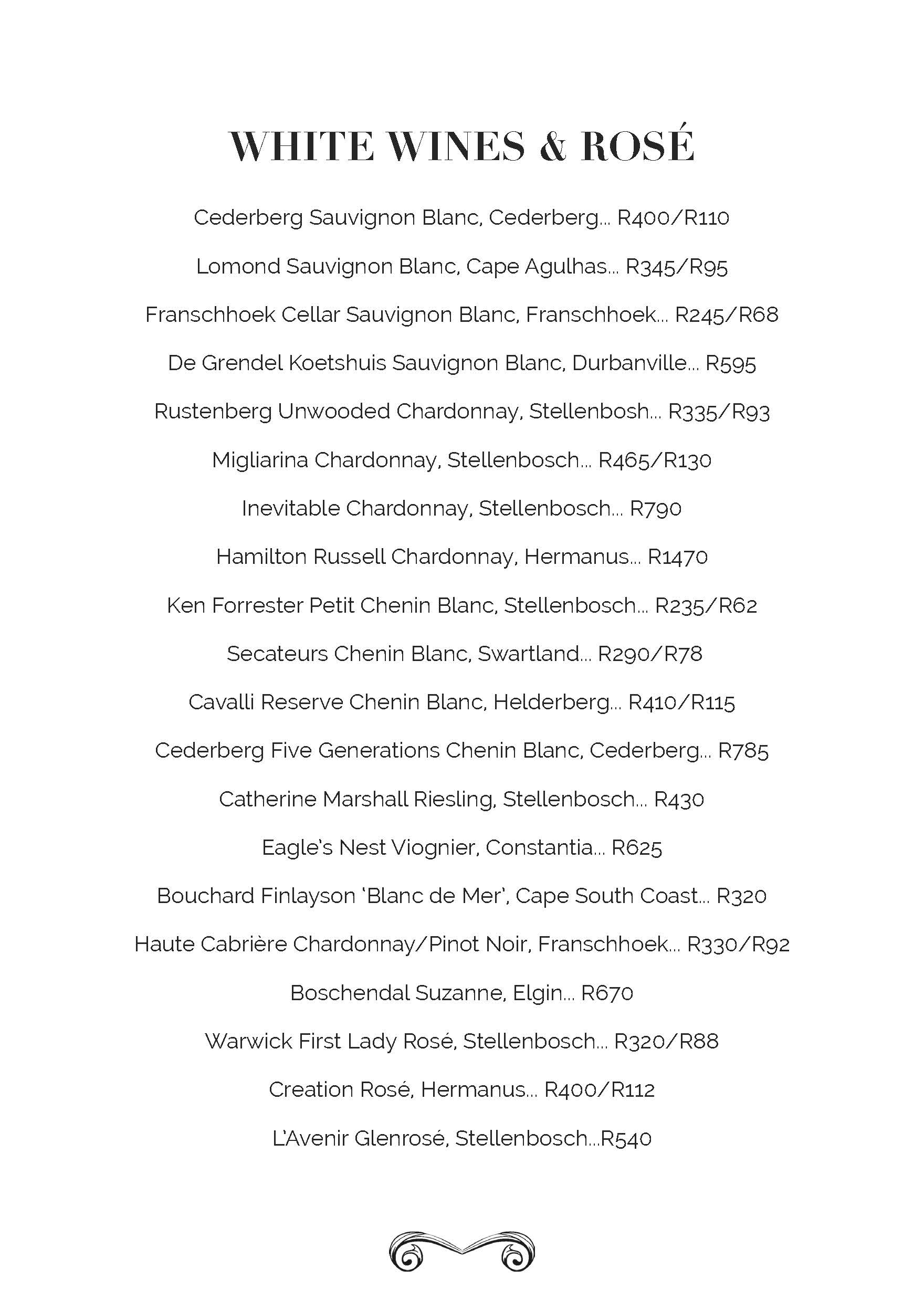 Menu – Kloof Street House